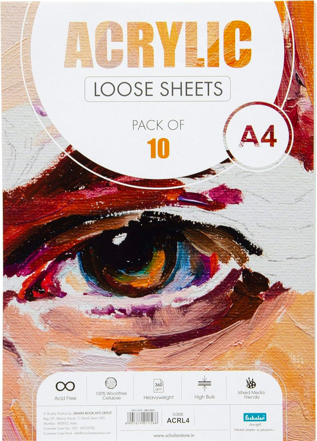 Scholar Acrylic Loose Sheets (360 gsm Special Acrylic Paper Paper) (A4 ...